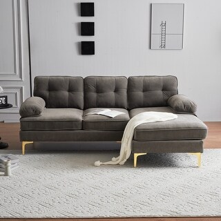 Velvet Upholstered L-Shaped Sectional Sofas Couches with Lounge Chaise - Bed Bath & Beyond ...