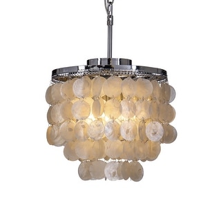 CraftHome Modern Coastal Tier Capiz Shell Chandelier in Antique Gold ...