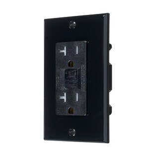 20 AMP Rectangle Black Electrical GFCI Receptacle Plastic American ...