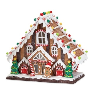 10" Brown and White Gingerbread House Battery Operated Tabletop Decor ...
