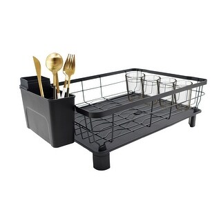 Black Iron Dish Drying Rack - Space-Saving Solution with 360° Rotatable ...