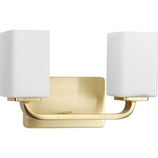 Cowan Collection Two-Light Satin Brass Opal Glass Bath Vanity Light ...