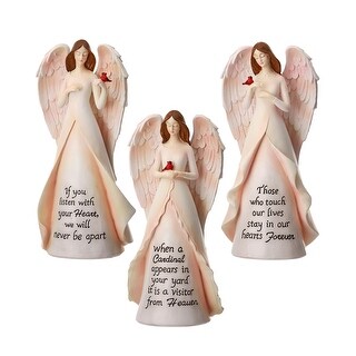 Set of 3 Beige Cardinal Angels with Sentiment Figures, 10.5" - Bed Bath ...