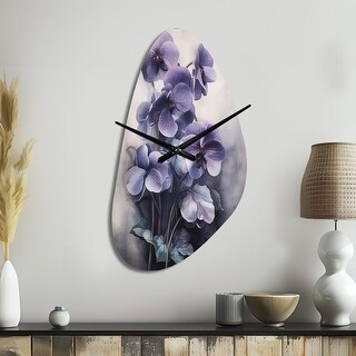 Purple Grey Violets Dream II - Floral Large Wall Clocks - Traditional ...