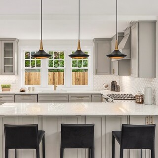 Conia Modern 1-Light Black Gold Pendant Lights for Kitchen Island - 9 ...