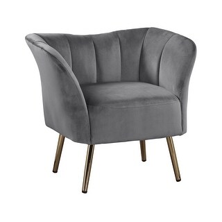 ACME Reese Flared Arm Tufted Accent Chair in Grey and Gold - Bed Bath ...
