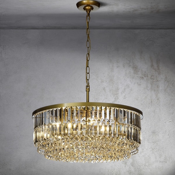 CraftHome 5 Lights 24" Modern Glam Gold Round Crystal Chandelier - Bed ...