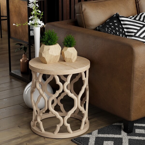 Round distressed metal side table store
