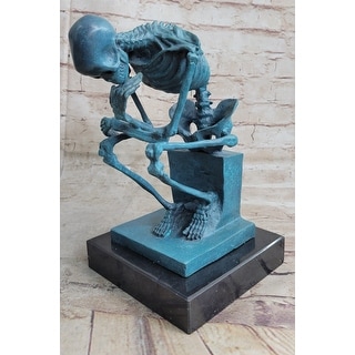 The Thinker Thinking Man Skeleton Bronze Metal Statue Sculpture Figure ...
