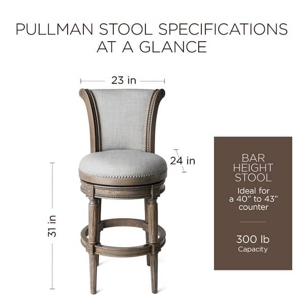 Maven Lane Pullman Bar Stool, Reclaimed Oak Finish w/ Ash Grey Fabric ...