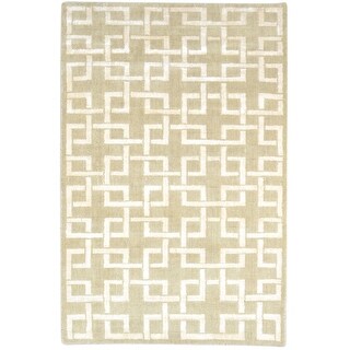 One of a Kind Flatweave Modern 4' x 6' Geometric Wool Tan Rug - 4' x 6 ...