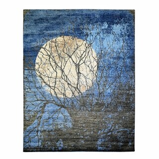 Shahbanu Rugs Admiral and Ruddy Blue Full Moon Modern Design Veggie ...