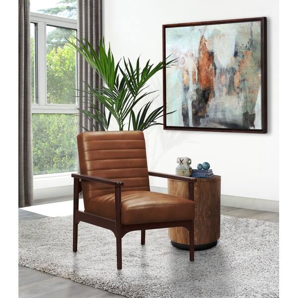 Abbyson Felix Top Grain Leather Camel Accent Chair - Bed Bath & Beyond ...