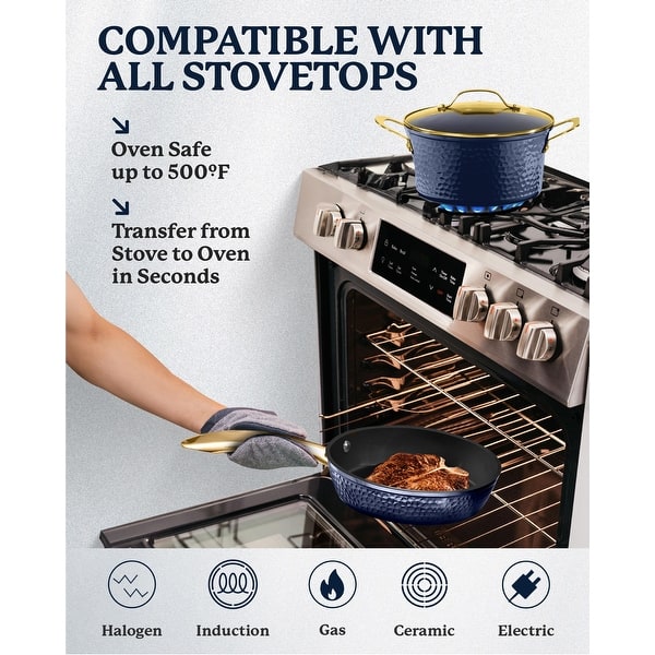 Granitestone Charleston Hammered 15 Piece Nonstick Cookware Set - Bed ...