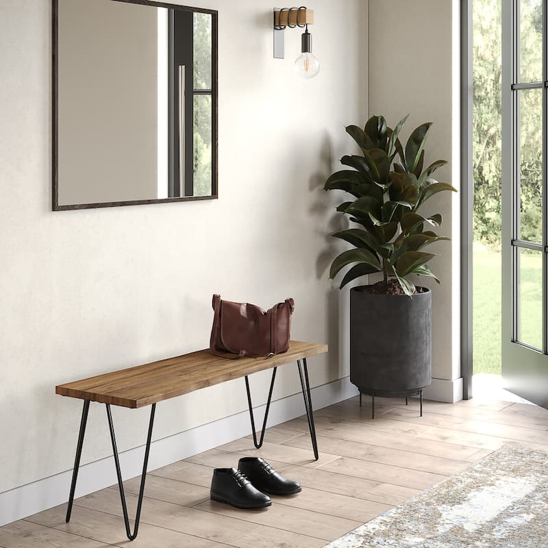WYNDENHALL Sera SOLID MANGO WOOD 55 inch Wide Industrial Entryway Bench ...