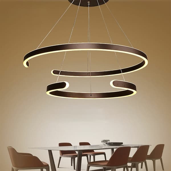 Modern LED Acrylic Pendant Light Double Rings Ceiling Lamp Chandelier ...