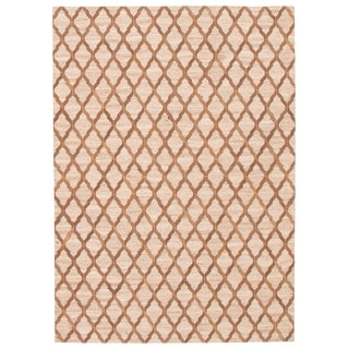 ECARPETGALLERY Handmade Cowhide Patchwork Brown Jute, Leather Rug - 5'3 ...