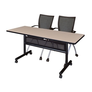 60" x 24" Flip Top Mobile Training Table with Modesty Panel- Beige and ...