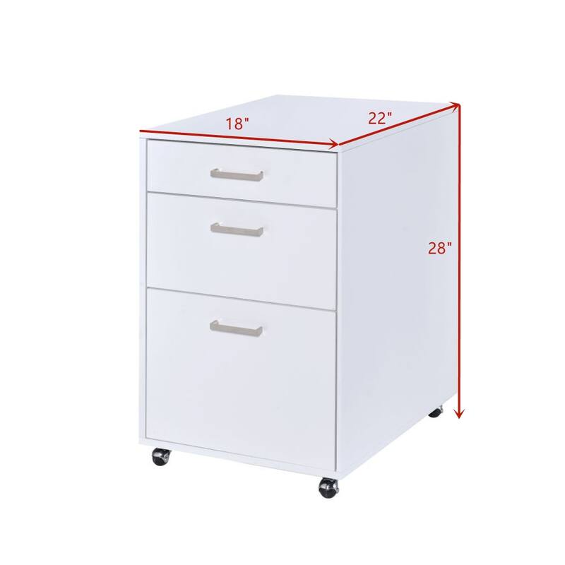 18 in. White MDF File Cabinet with 3 Drawers - Overstock - 35452772