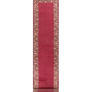 Bordered Fuchsia Tabriz Persian Vintage Runner Rug Wool Carpet - 2'8"x ...
