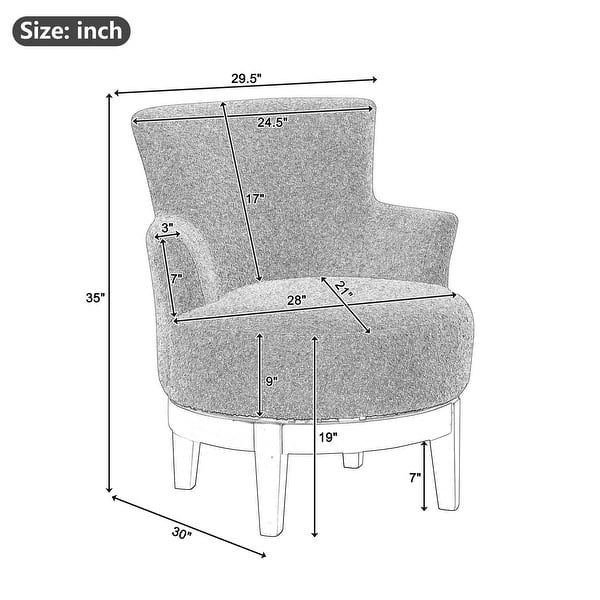 Swivel Wingback Accent Chair Upholstered Durable Rubberwood Legs - DARK ...