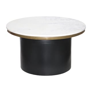 Metal, Cylinder Coffee Table with Black Iron, Marble and MDF for Modern ...