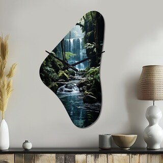 Designart - Waterfall Hidden Oasis I - Waterfall Large Wall Clock in ...
