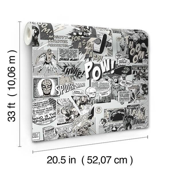 Marvel Comics Pow! Black & White Wallpaper - Bed Bath & Beyond - 39952615