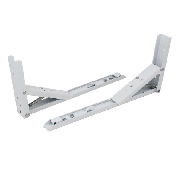 12-inch Long Spring Loaded Folding Shelf Bracket Support White 2pcs ...