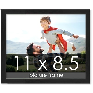 11x8.5 Lacquer Black Complete Wood Picture or Document Frame with UV ...
