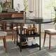 Kitchen Table Dining Table for 4 with Storage Shelf Metal Legs Wood ...