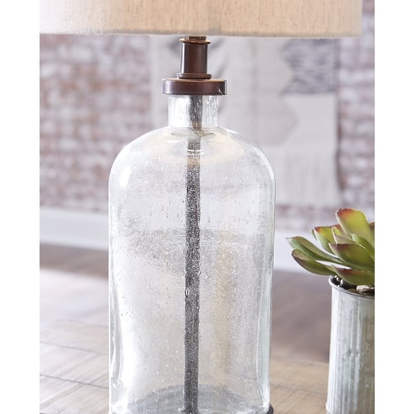 Bandile Modern Farmhouse Glass Table Lamp - 10"W x 10"D x 22"H - Bed ...