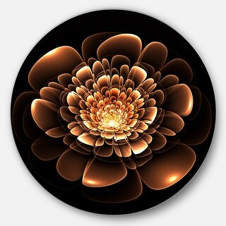Designart 'Glittering Brown Yellow Fractal Flower' Floral Disc Metal ...