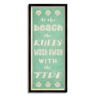 Stupell Beach Rules Rustic Ocean Tide Phrase Sign Framed Wall Art ...
