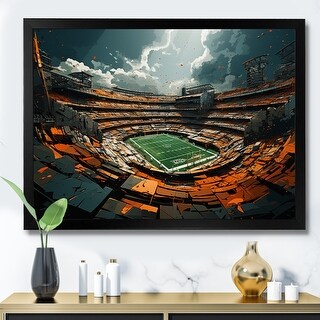 Designart "Green Football Abstract Stadium" Architecture Framed Wall ...
