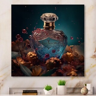 Designart "Blue Captivating Perfume Glasswork Ii" Fashion Perfume ...