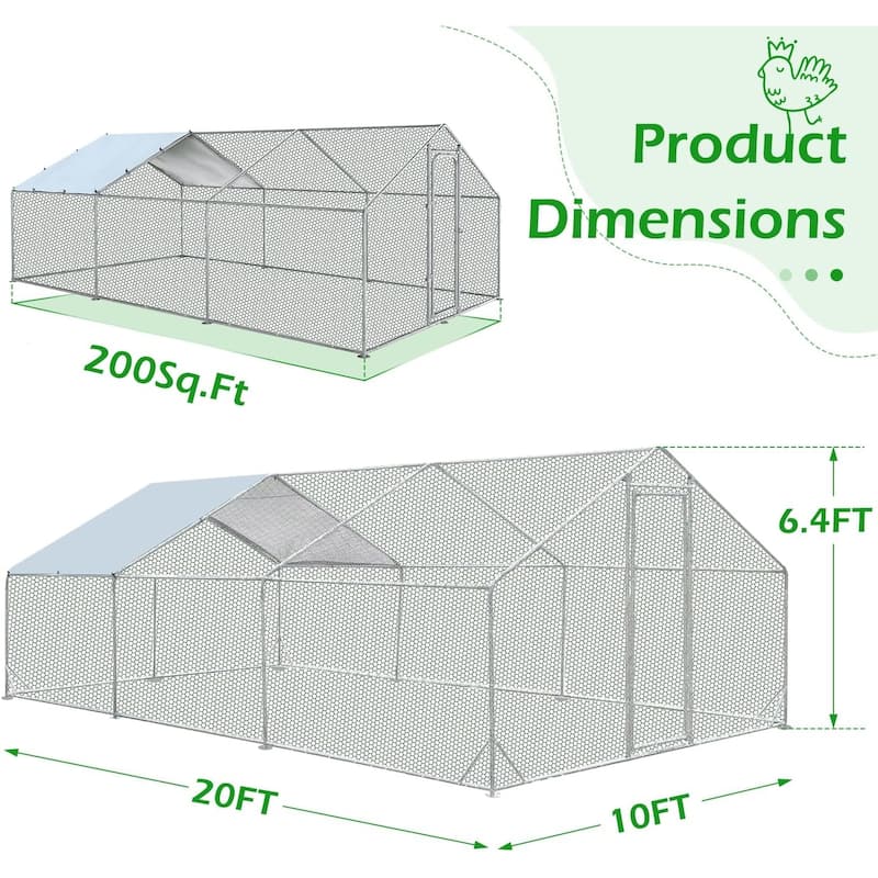 AECOJOY Large Metal Chicken Coop Run Walk-in Metal Chicken Cage - On ...