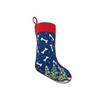 Dog Bones Embroidered Needlepoint Stocking - 11"x18" - Bed Bath ...