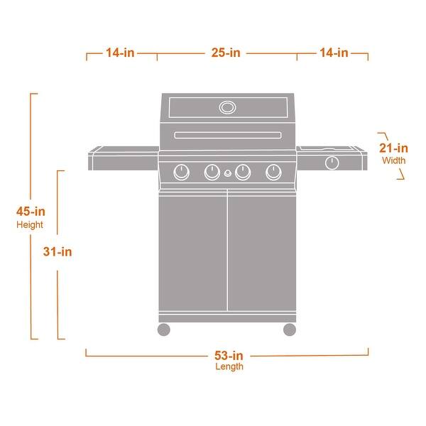 Larger 4-Burner Propane Gas Grills bbq Stainless Steel Heavy-Duty ...