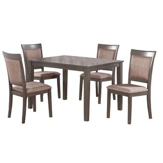 5 Piece Dining Set, Rectangular Table, 4 Chairs, Padded Seats, Taupe ...