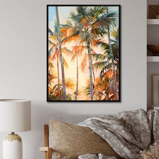 Designart "Palm Trees Romantic Impression I" Palms & Palm Trees Framed ...