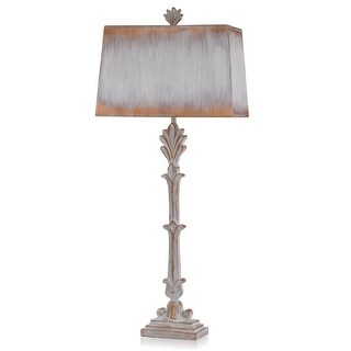 Indra - Traditional Floral Inspired Table Lamp - Distressed Cream ...