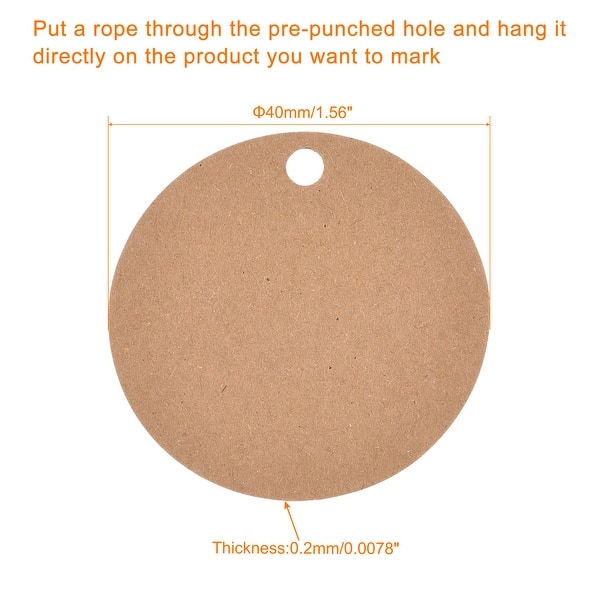 Round Paper Gift Tags with Twine Rope 40mm Length 65.6 Feet 100pcs ...