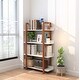 4-Tier Display Cabinet Open Back Bookshelves Pine Wood Bookcase - Bed ...