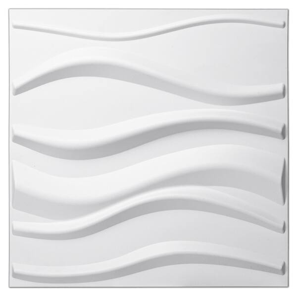 White PVC 3D Panel for Interior Wall Decor, Wavy Textured Tile,19.7 x ...