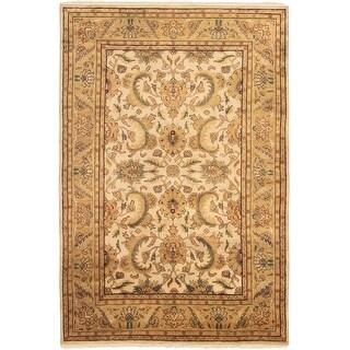 ECARPETGALLERY Hand-knotted Varanasi Ivory Wool Rug - 5'10 x 8'11 - Bed ...