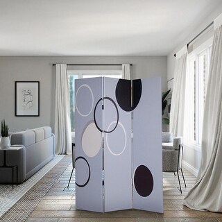 3 Panel Room Divider with Overlapping Circles Pattern - 72 H x 2 W x 48 ...