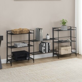 Xtra Storage 3 Tier Wide Folding Metal Shelves with Set of 2 Deluxe ...