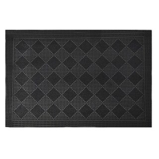 Outdoor Mat Drew Checkerboard Rubber Rug 24x16 Inch Black - Bed Bath ...