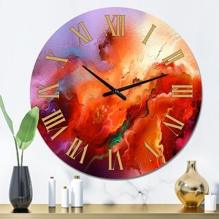Designart 'Clouds of Red Purple and Red' Modern wall clock - Bed Bath ...